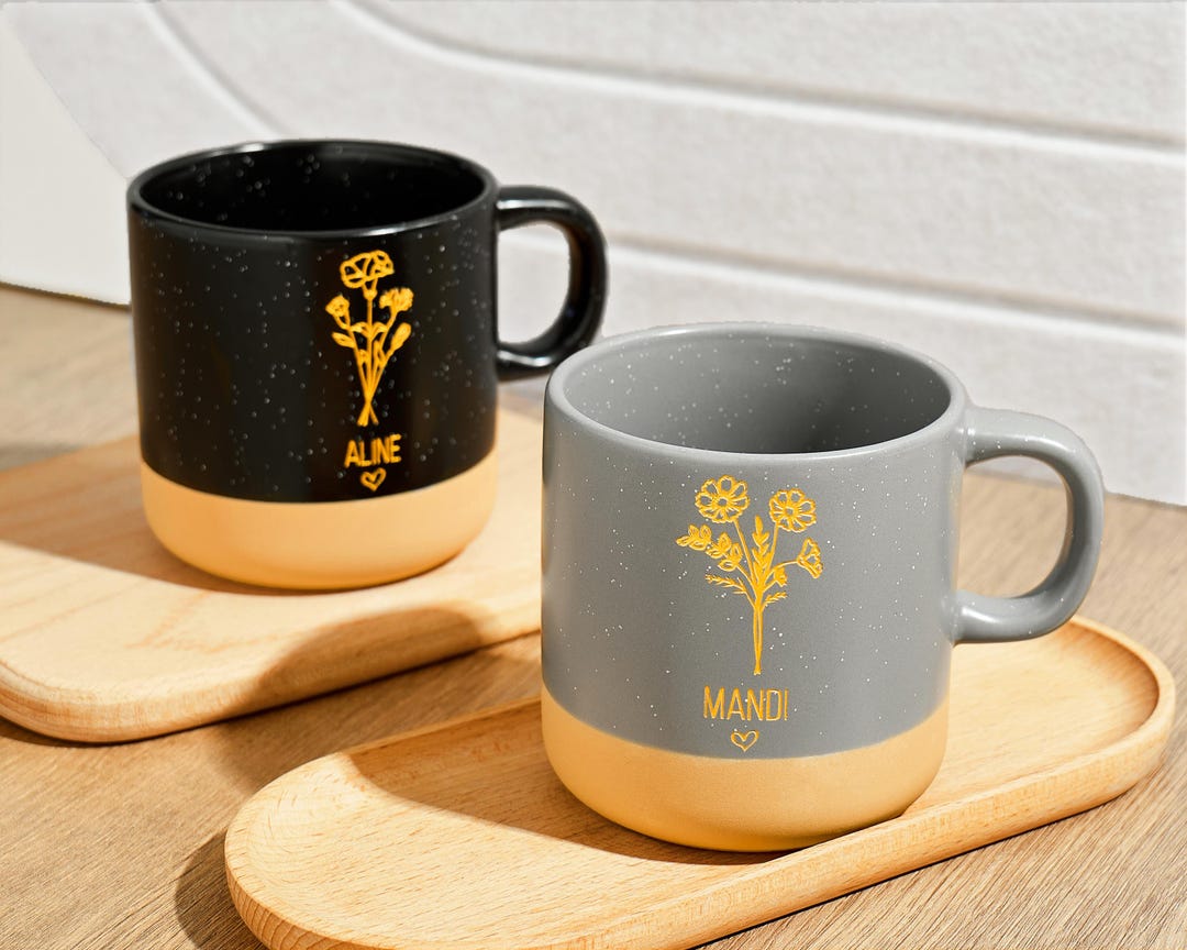 Custom Engraved Pottery Coffee Mug, Add Your Text, Personalized Gift ...