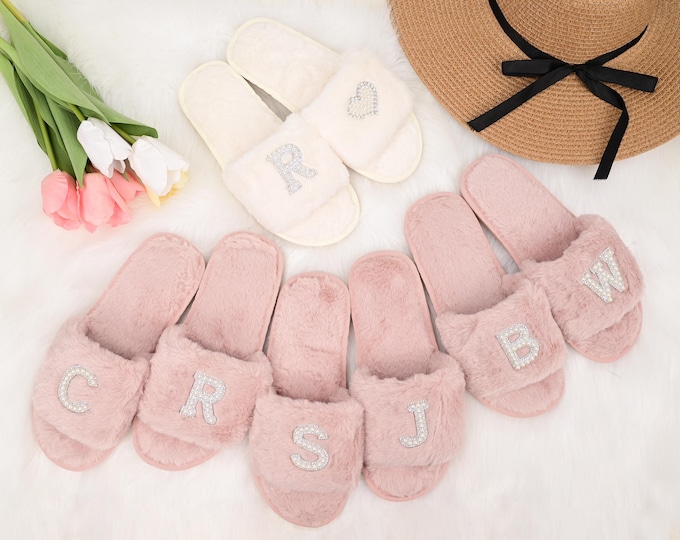 Custom Fuzzy Slippers Personalized With Patches - Bridesmaid Gift - Etsy