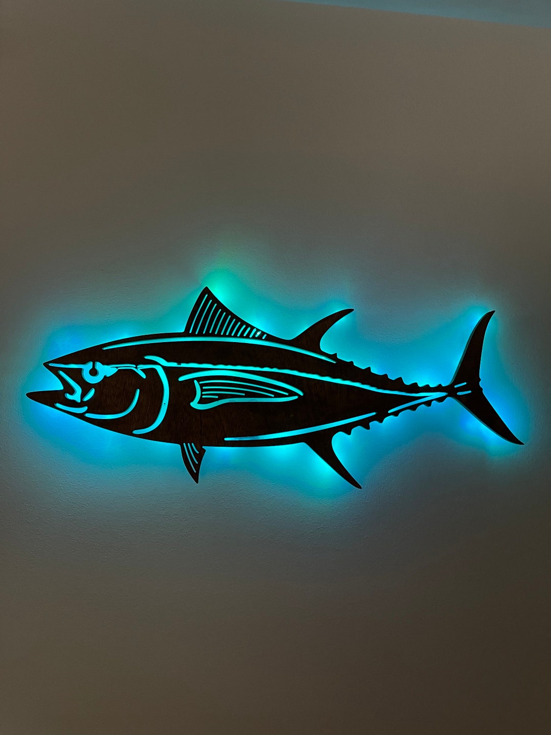 Yellowfin Tuna Wood Wall Hanging With Lights - Etsy