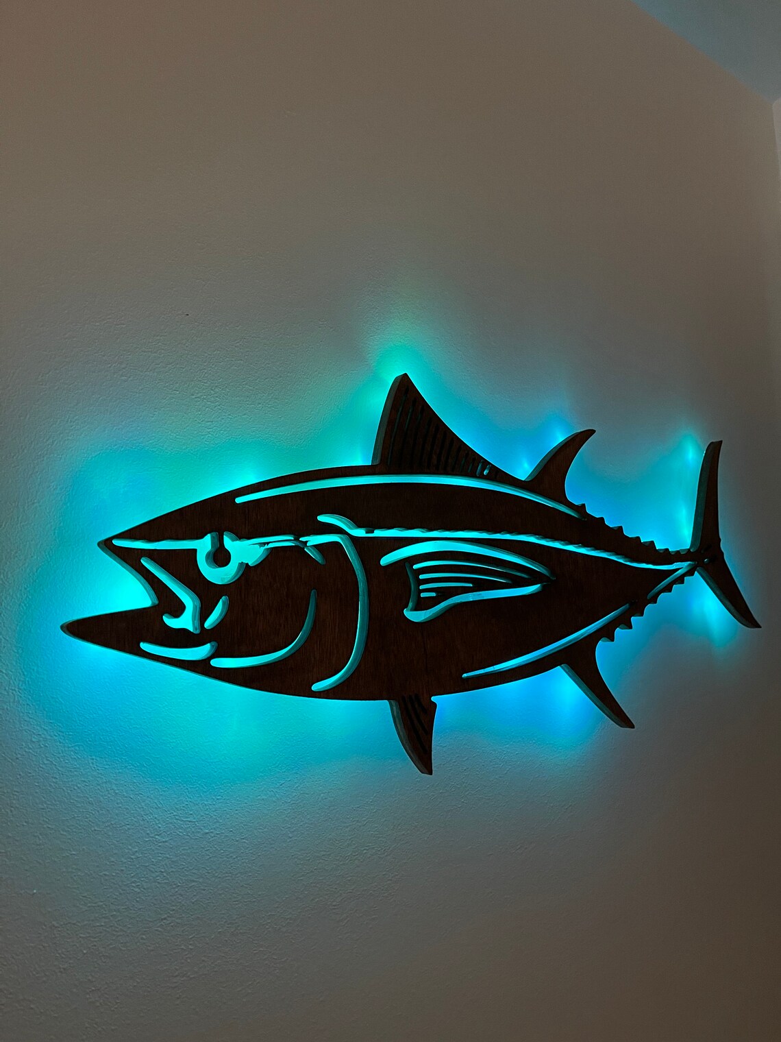 Yellowfin Tuna Wood Wall Hanging With Lights - Etsy