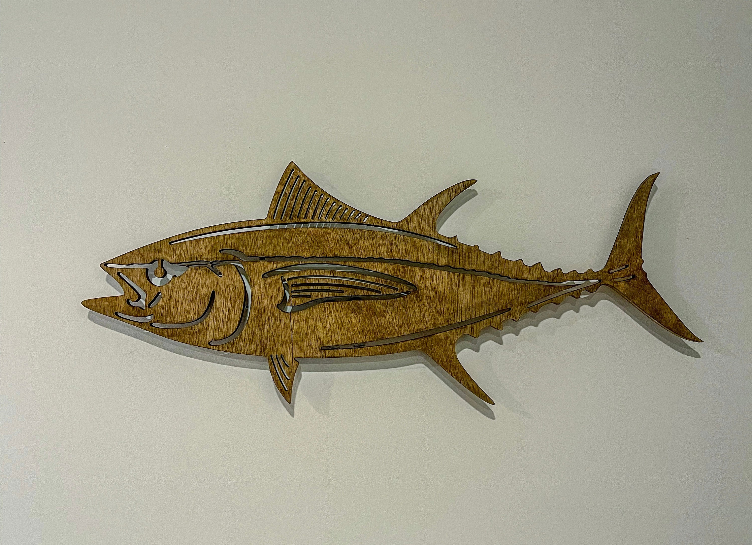 Yellowfin Tuna Wood Wall Hanging With Lights - Etsy