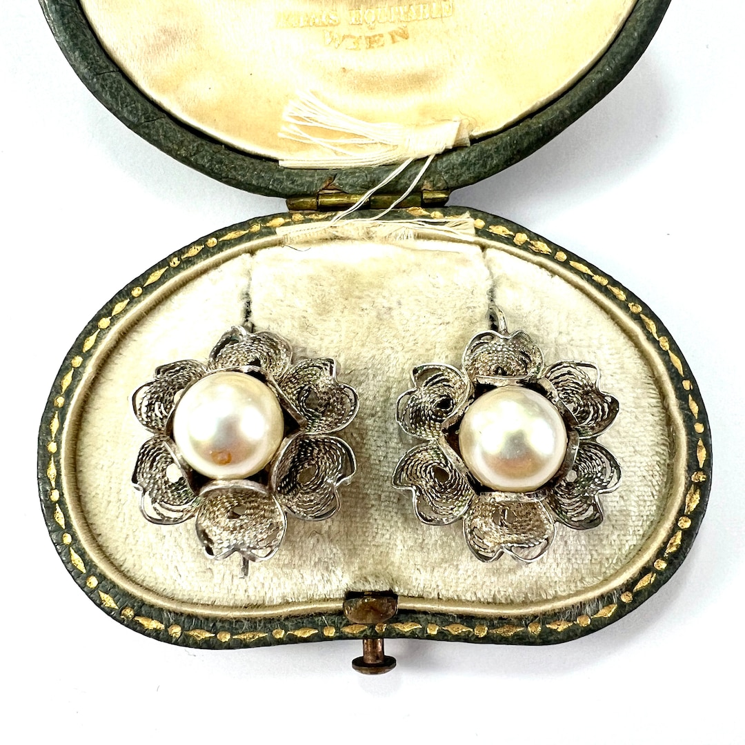 Vintage Maltese Silver Filigree Flower Earrings - Etsy