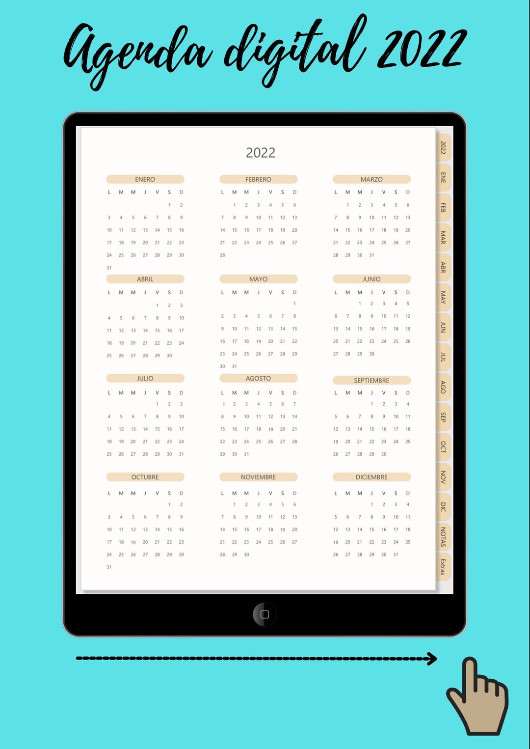 Digital Agenda 2022 Planner With Hyperlink - Etsy