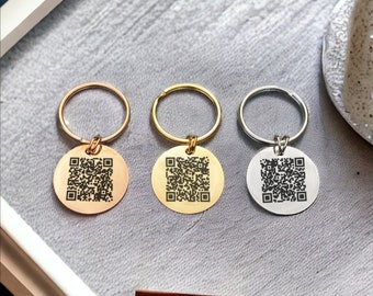 Custom Engraved QR Code Keychain, Website Business Card, Spotify Apple ...