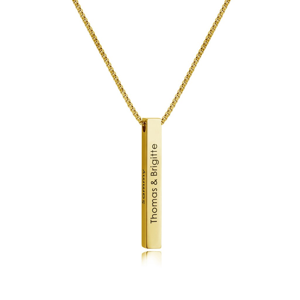 New Design Personalised Rectangle Bar Necklace With Smooth - Etsy UK