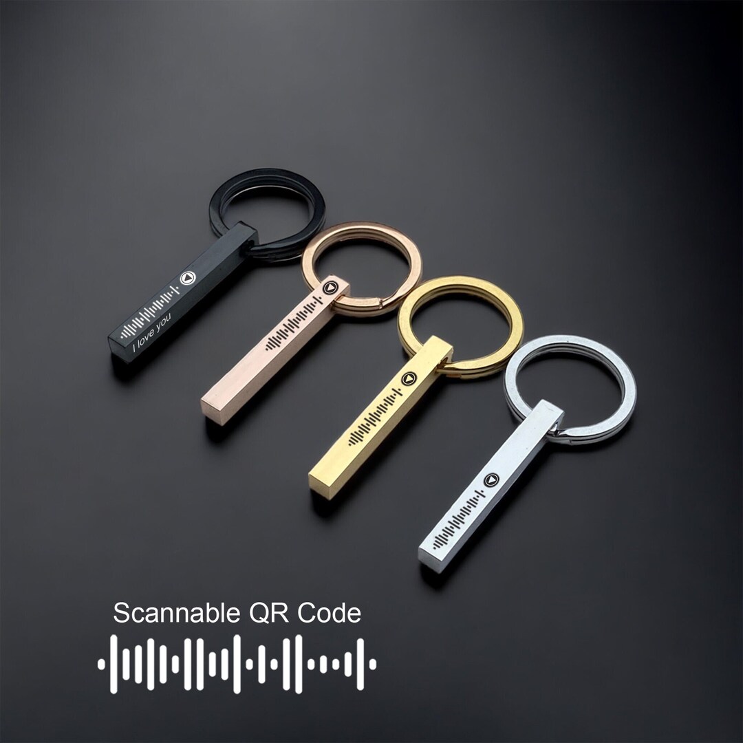 Custom Song Gift QR Code Music Keychain: 3D Bar Keyring - Etsy