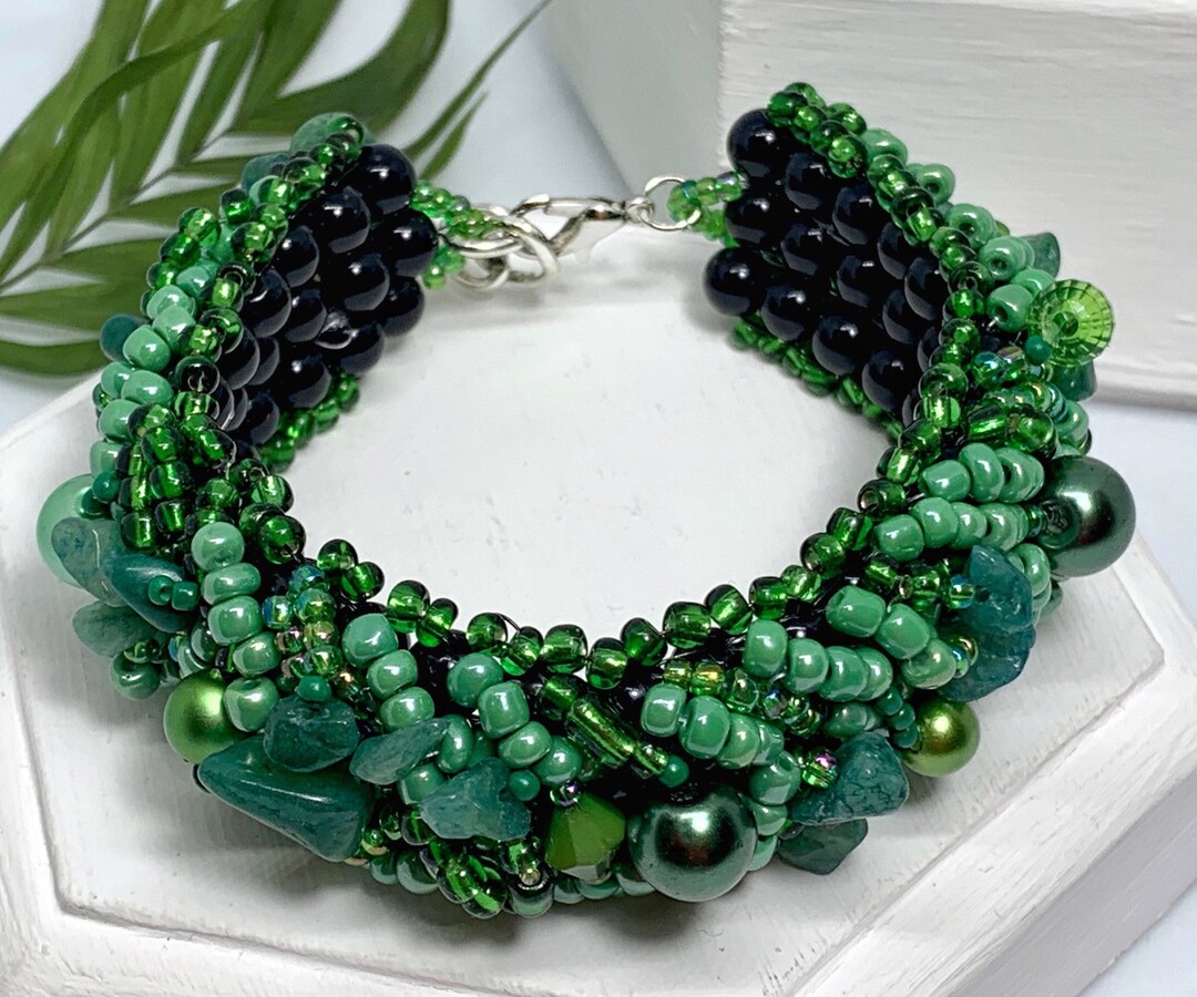 Green Stones Bracelet, Genuine Emerald Bracelet, Green Wide Feminine ...