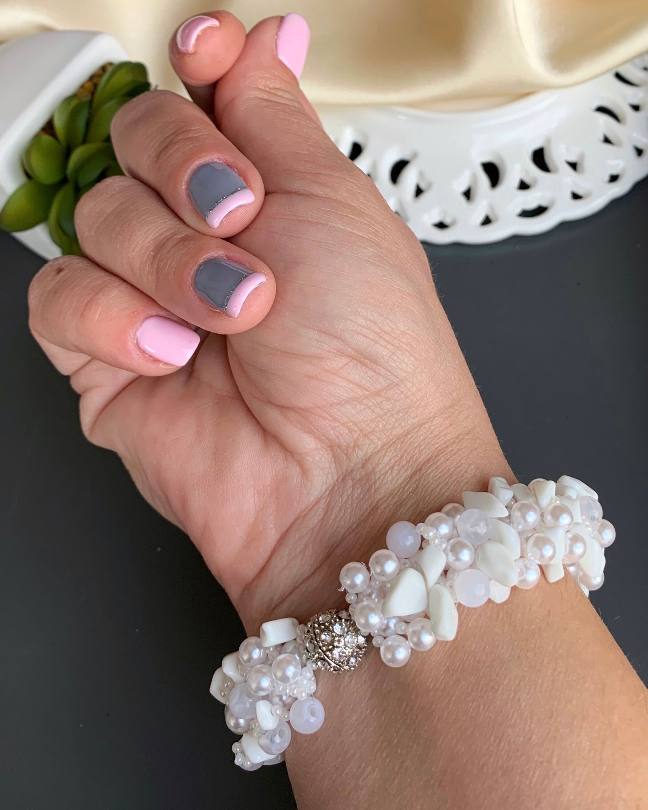 Witte edelsteen en parels armband Klassieke elegante witte - Etsy Nederland