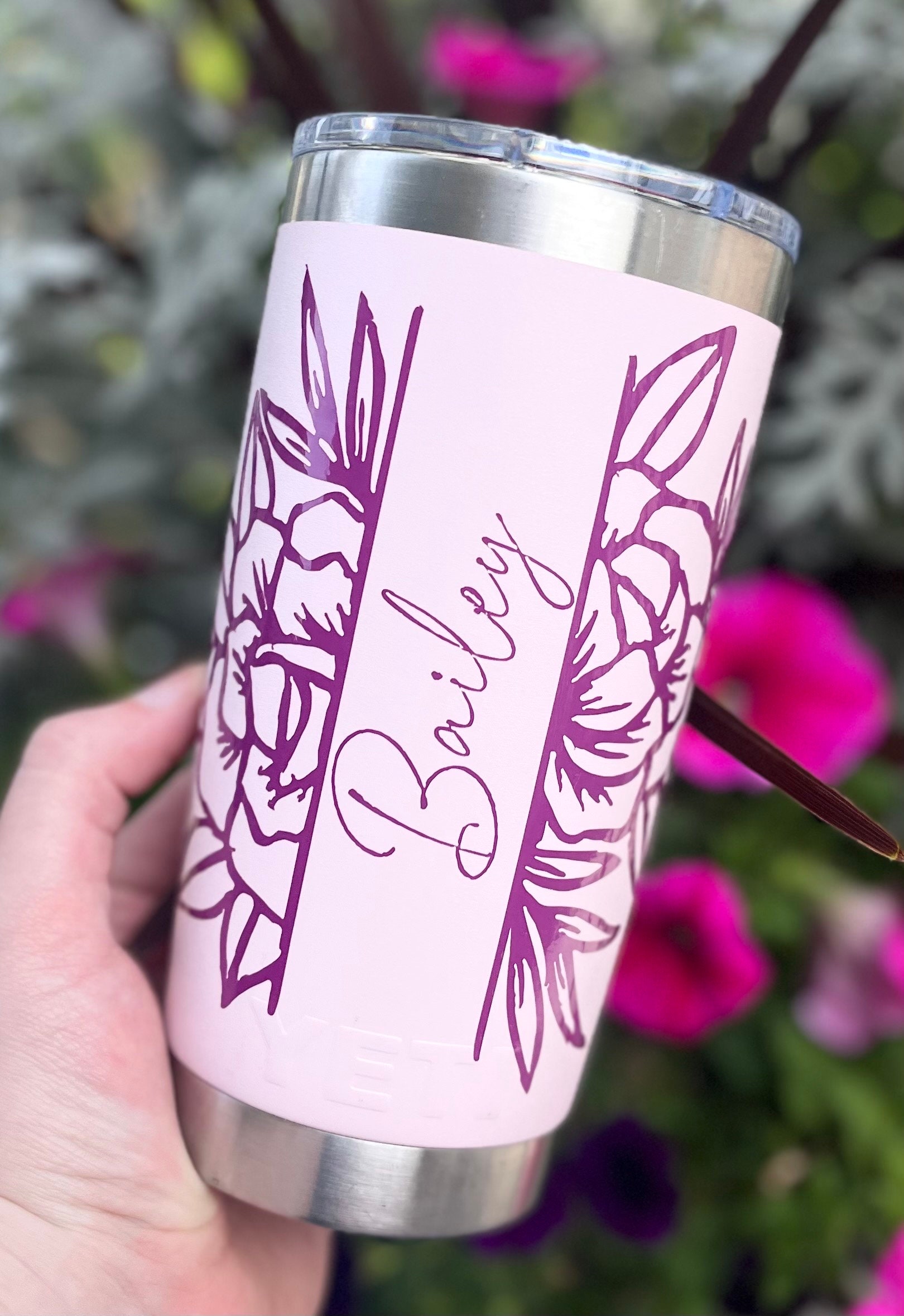 Custom Floral Name Decal - Etsy