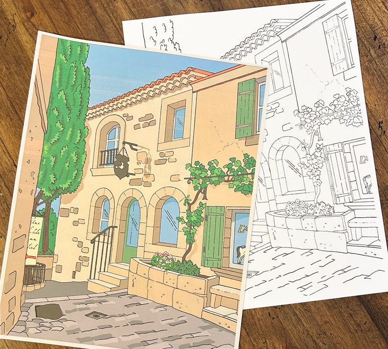 Dreams of Provence Coloring Book, French Theme Coloring Pages, Teen ...