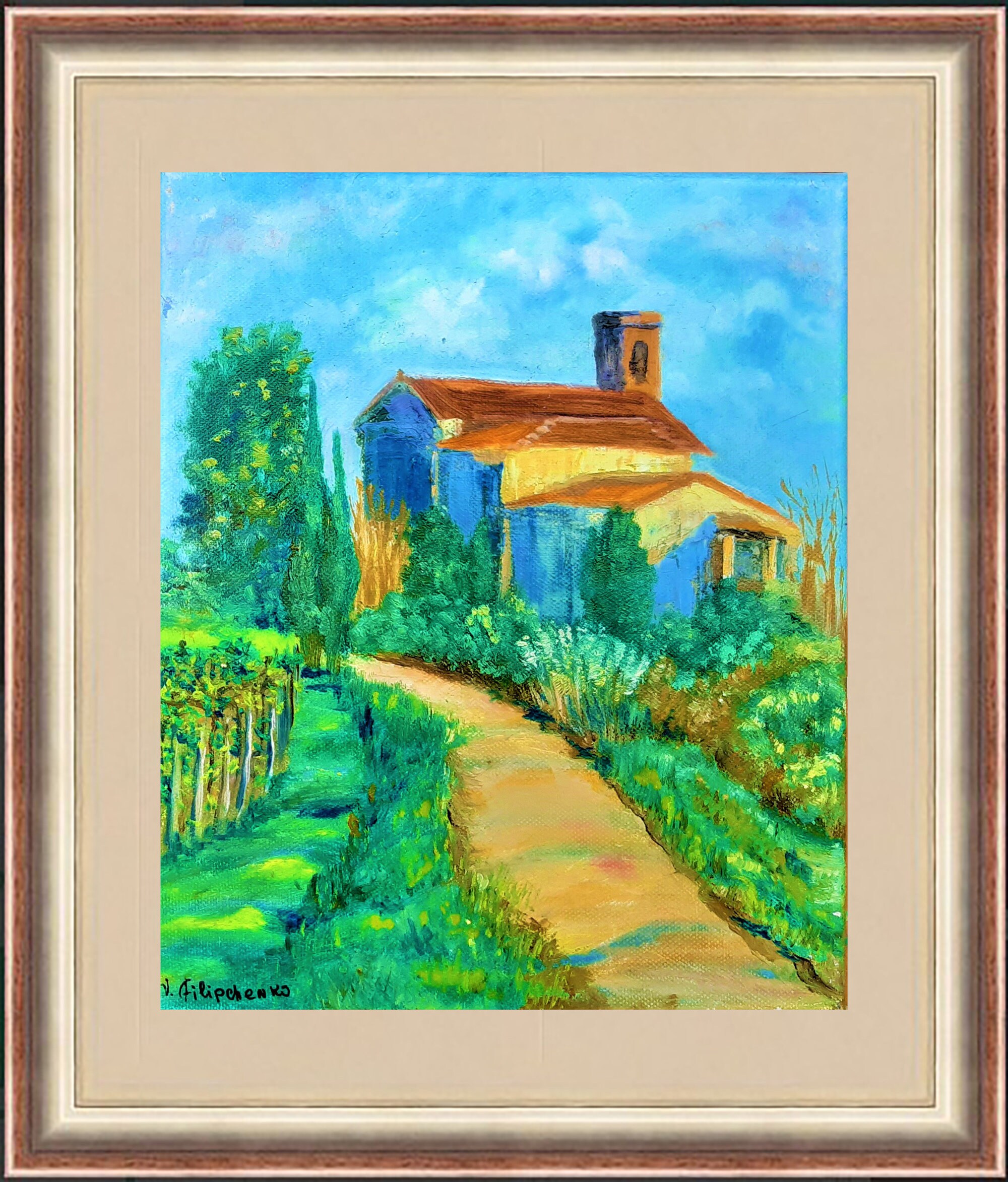 Italian Church Painting Landscape Original Oil Painting on Canvas 10 by ...