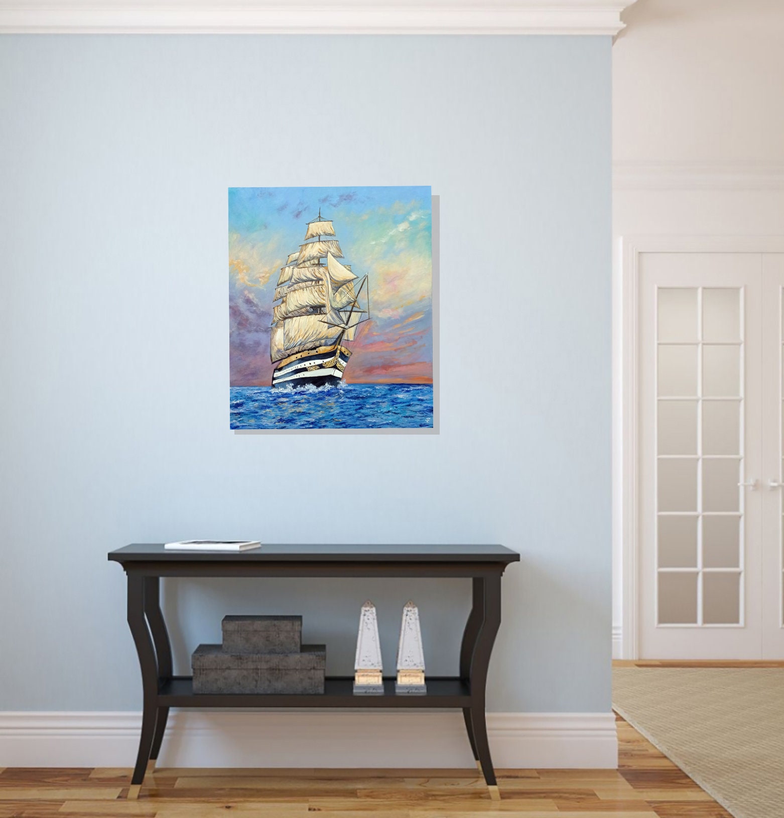 Amerigo Vespucci Ship on Ocean Painting Original Artwork Canvas on ...