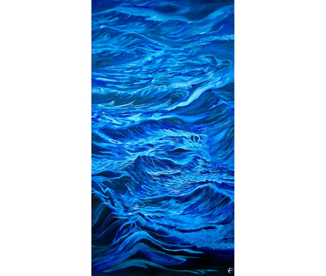 Deep Blue Ocean Water Painting Abstract Original Acrylic Artwork 80 by ...
