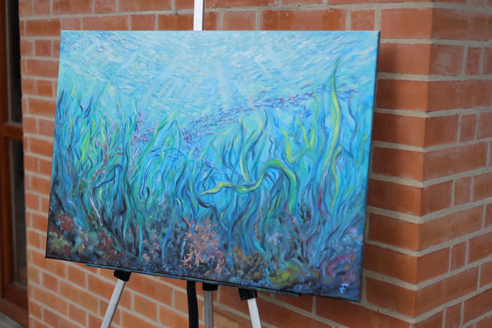 Sea Bottom Underwater Original Painting Seascape Oil on Canvas 27.5 by ...