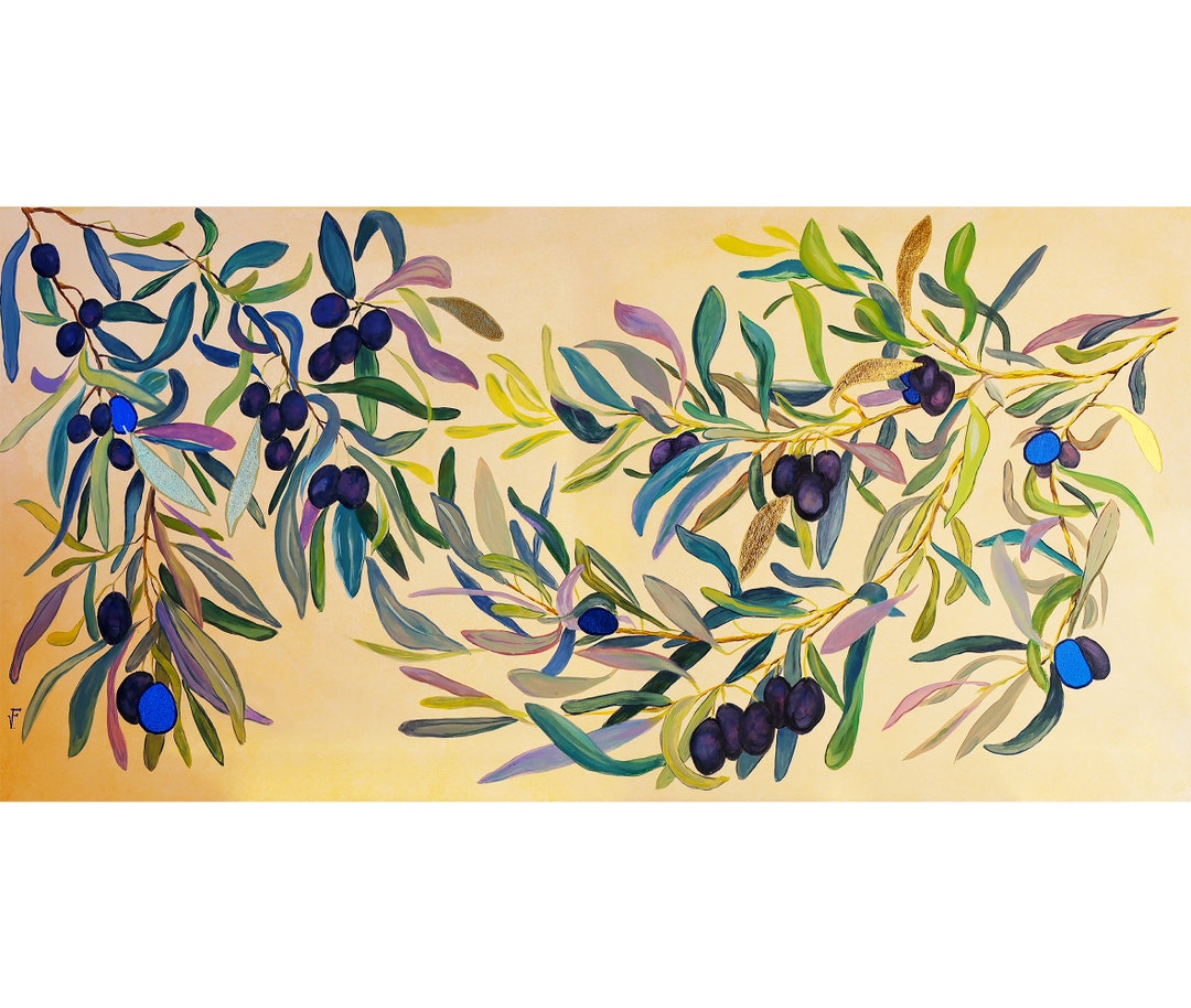 Olive Tree Branches Painting Italian Botanical Original Painting Oil on ...