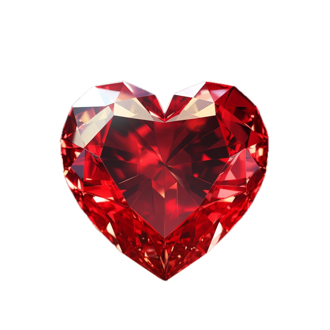 Red Diamond Heart Pritable Art for Download Wall Art Print in JPEG and ...