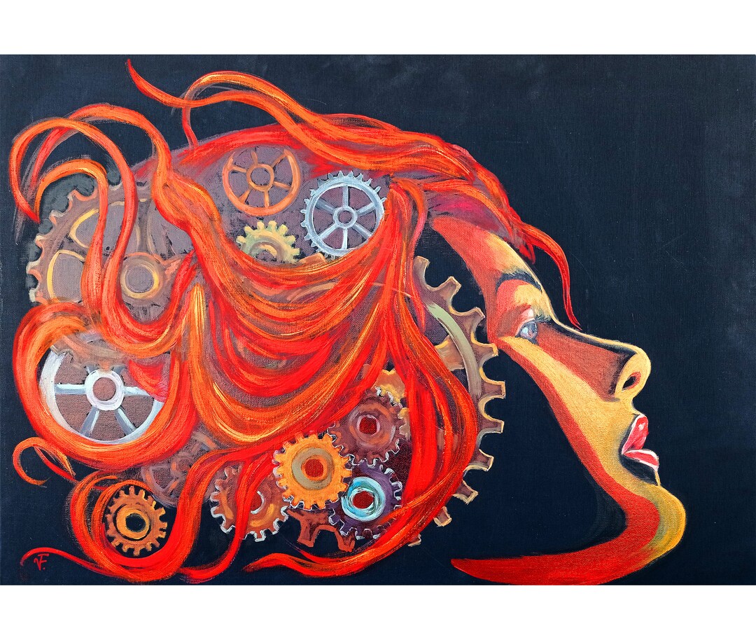 Women Abstract Painting Female Portrait Handmade Oil on Canvas Panel ...