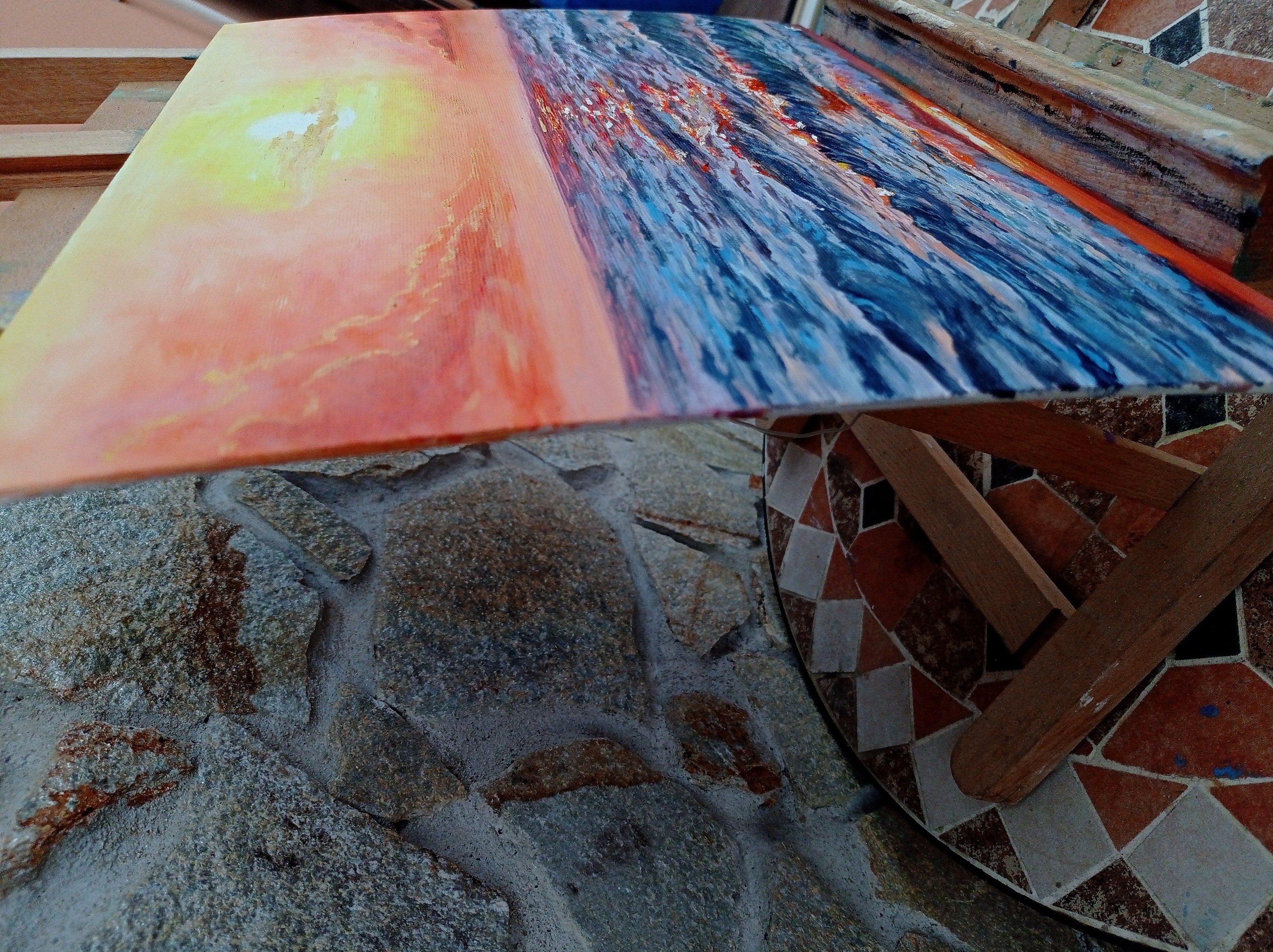 Warm Colors Sunset Painting Original Oil on Canvas Artwork 12 by 16 Inc ...