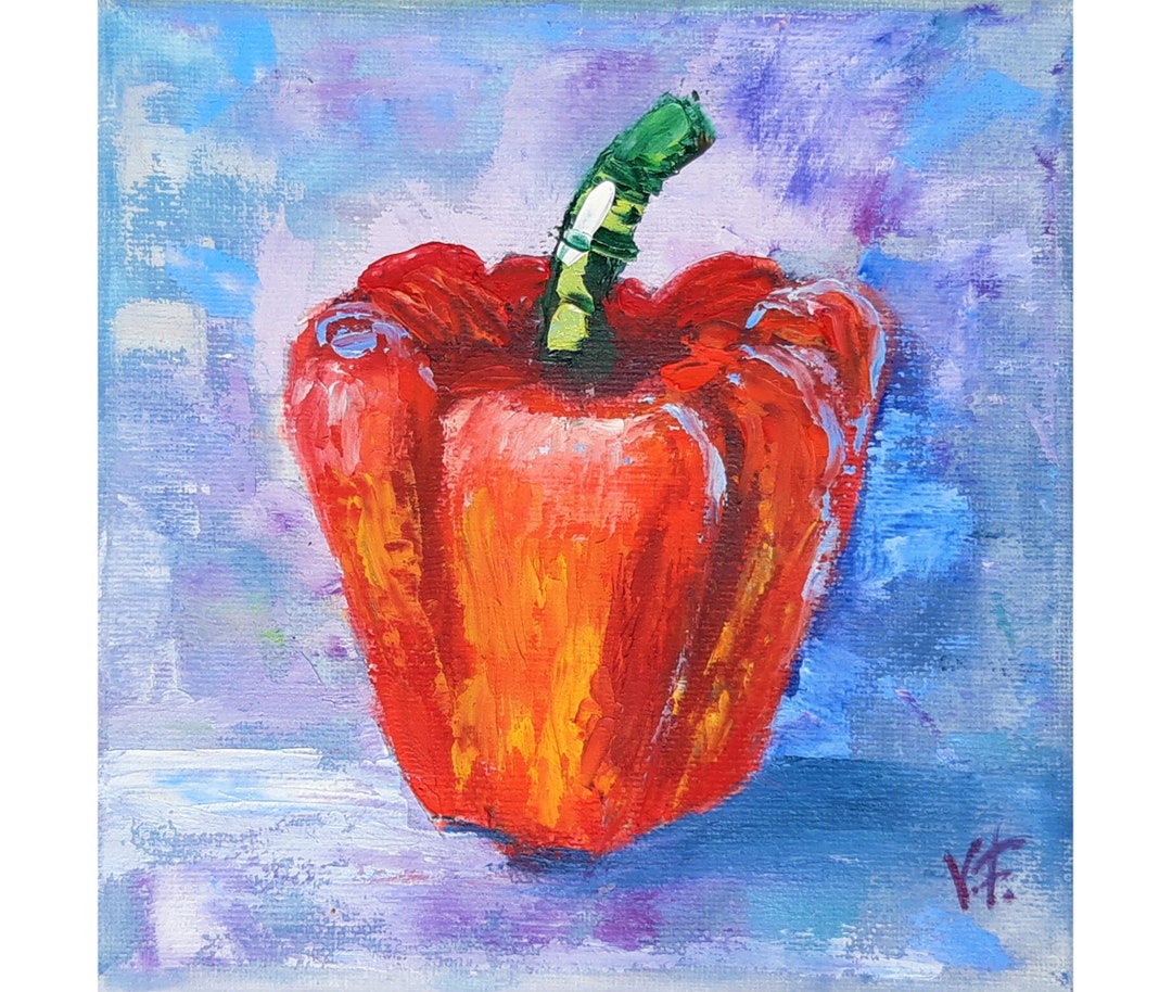 Bell Pepper Food Painting Original Impasto Oil on Canvas With Tripod ...