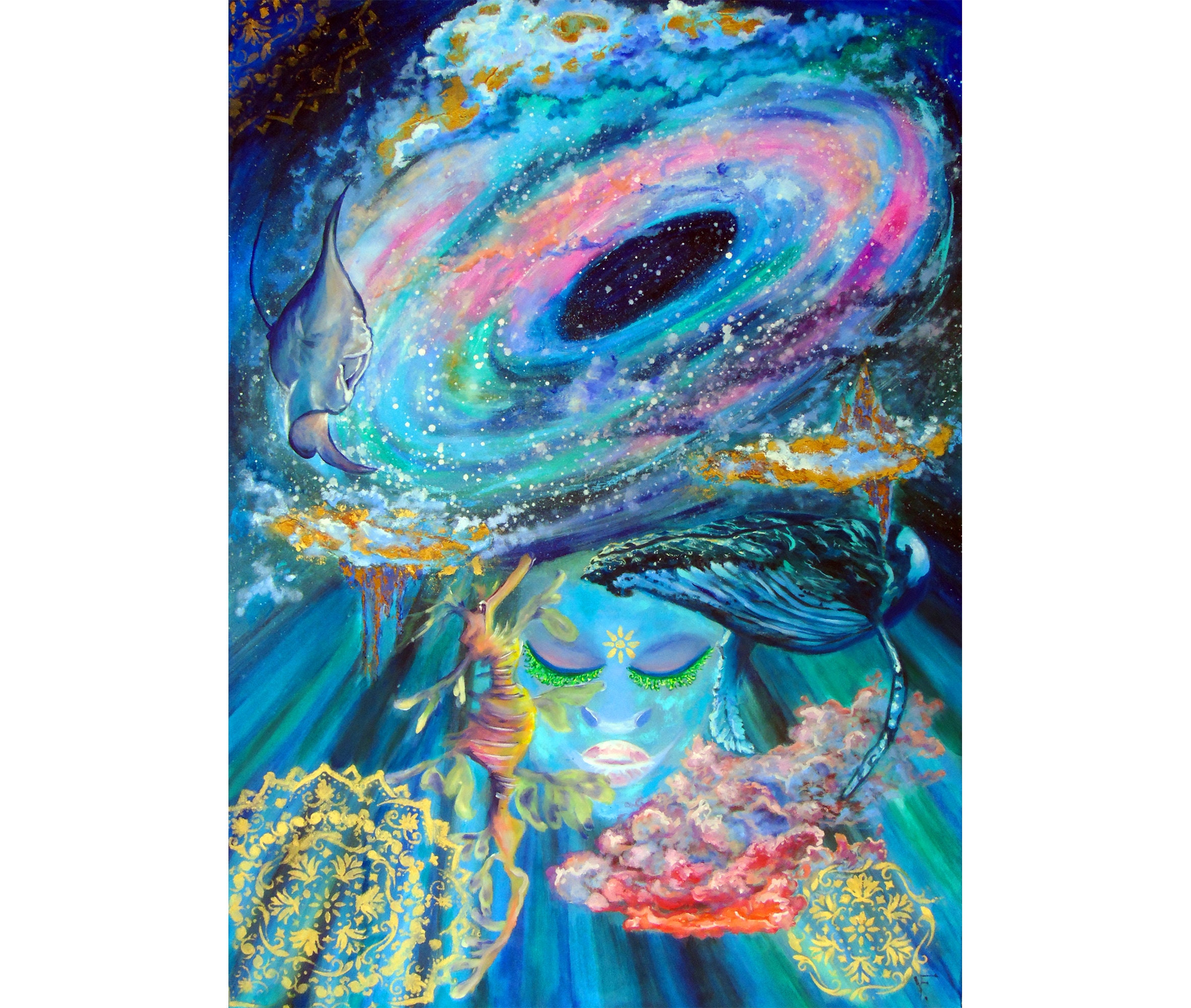Surrealistic Underwater World Painting Original Artwork on Canvas 100 ...
