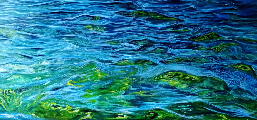 Green Sea Water Painting Abstract Original Oil Artwork 120 by - Etsy