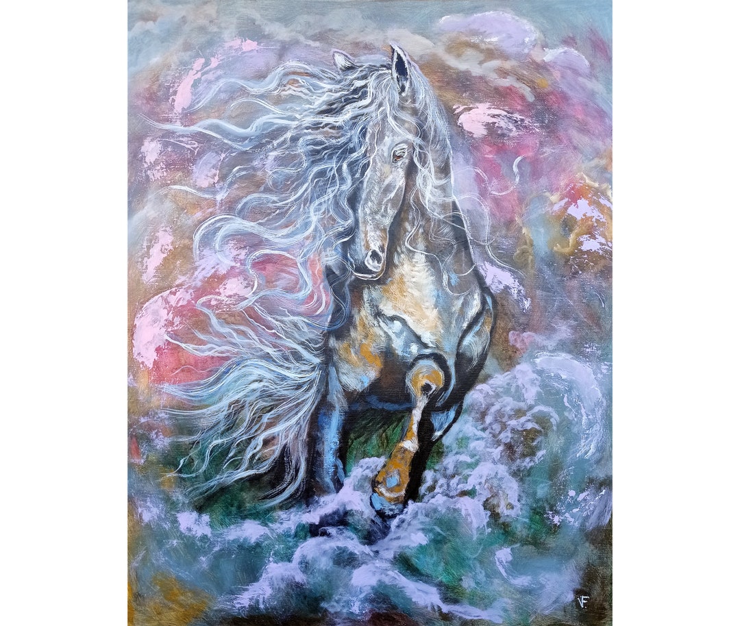 Running Horse Abstract Painting Original Handmade Artwork Acrylic on ...