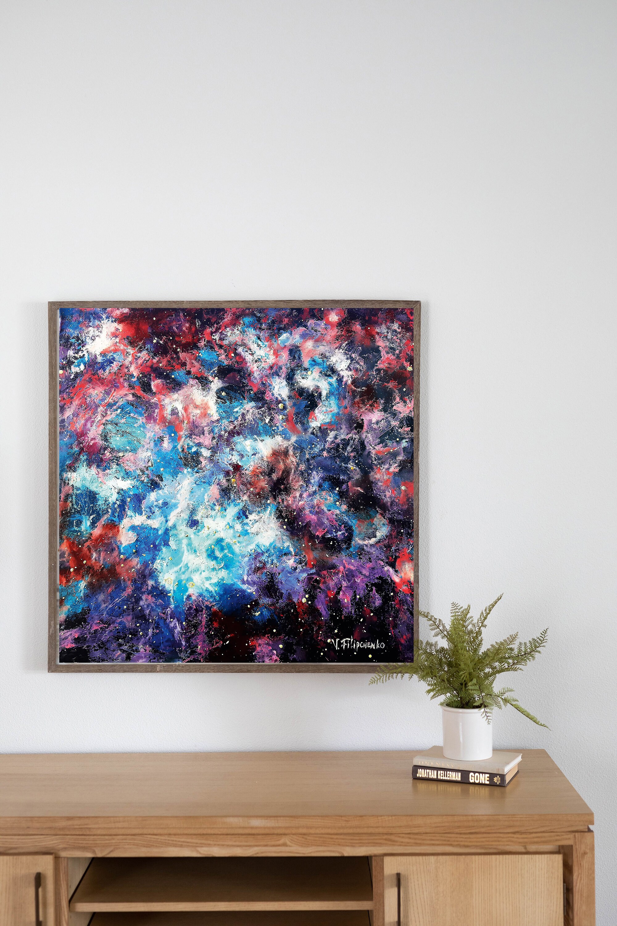 Universe Abstract Painting Original Oil Artwork 16.3" by 16.3" Inches ...