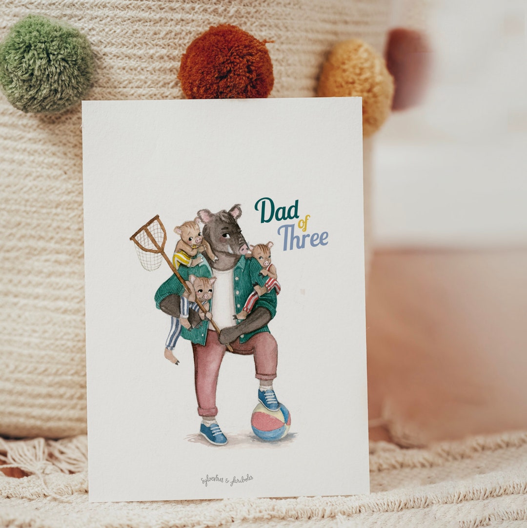 Father's Day Card 3 Children Boar - Etsy
