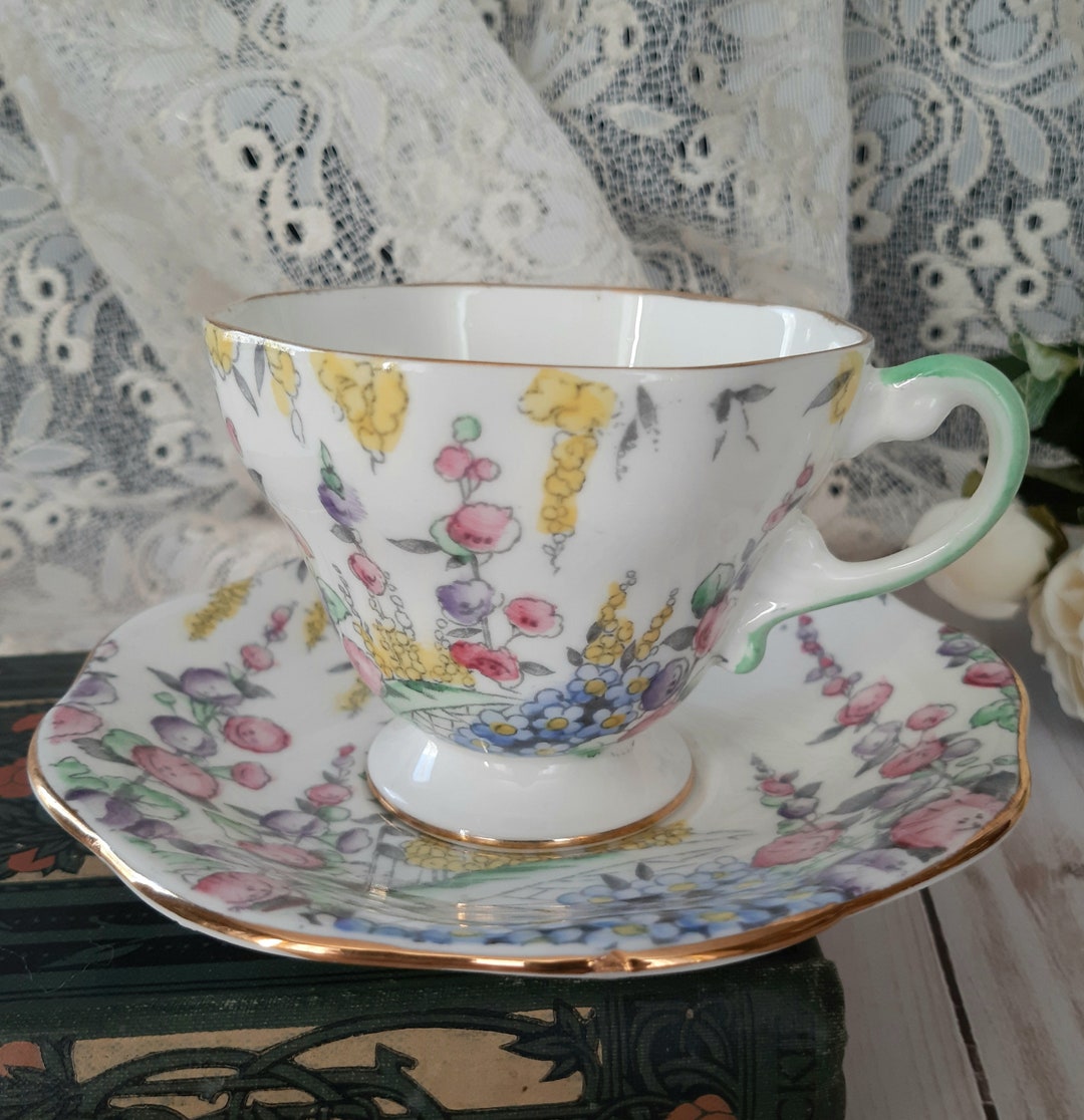 EB Foley Tea cup & saucer, English garden flowers. virtual tea party ...