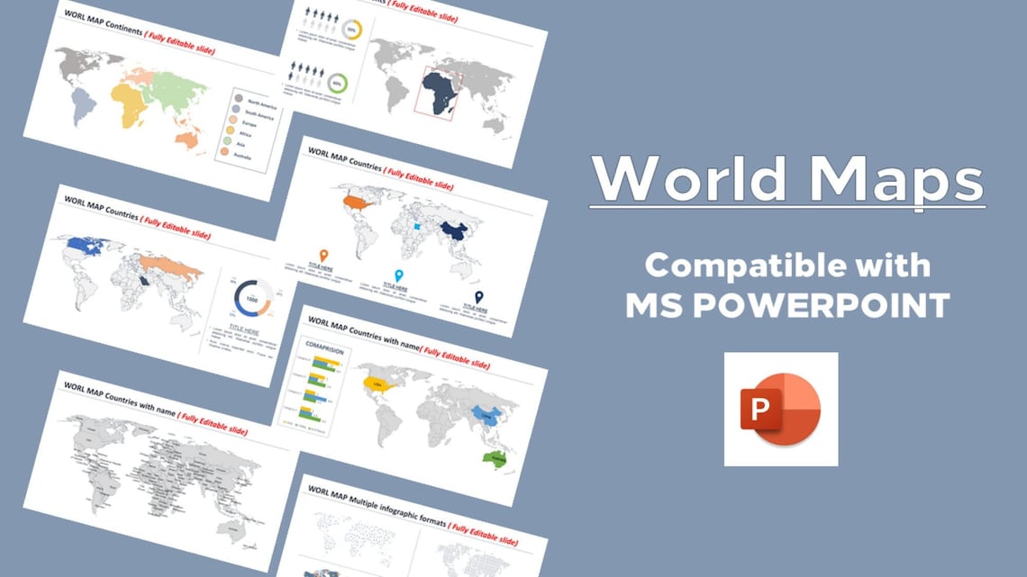 World Map, Globe Map , Countries Maps, Countries Flags Slide , Icons ...