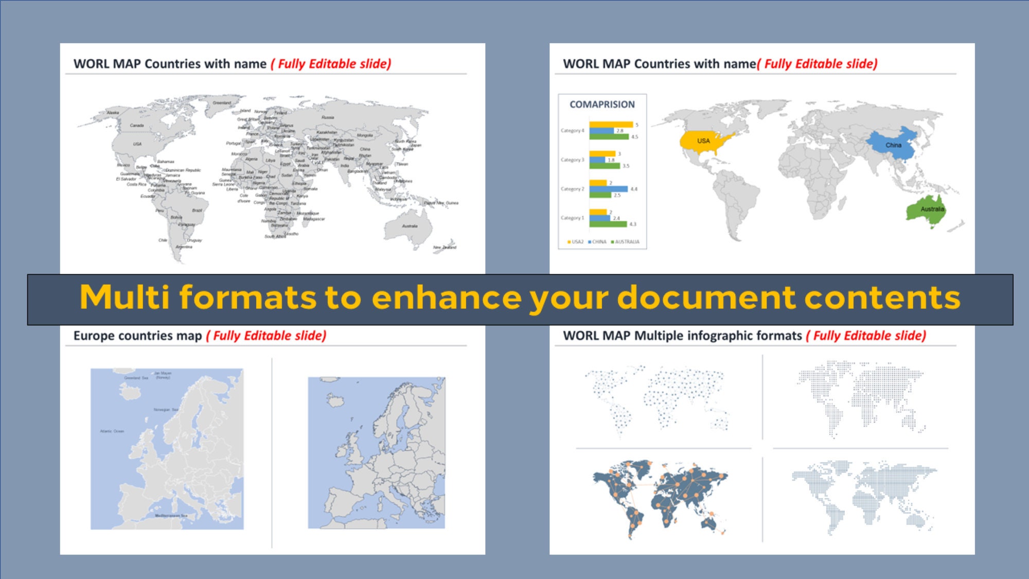 World Map, Globe Map , Countries Maps, Countries Flags Slide , Icons ...