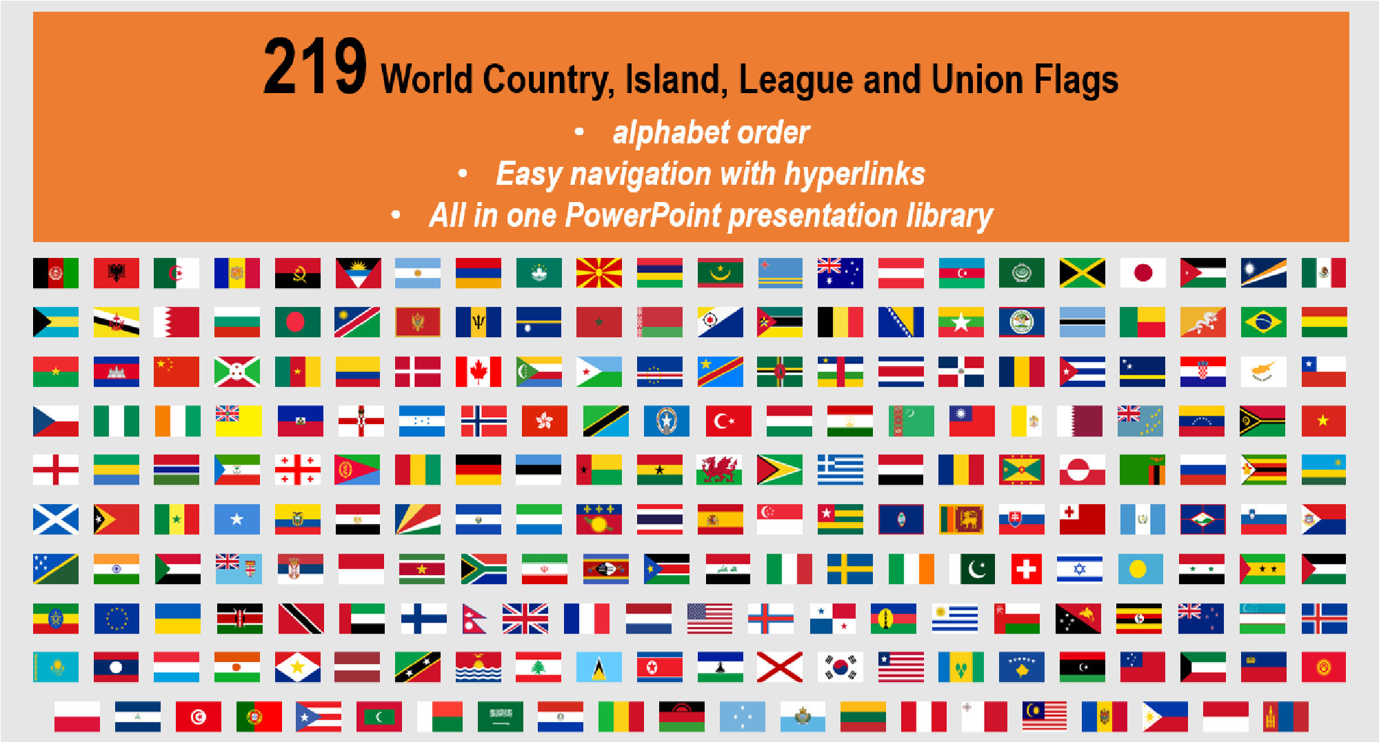 219 Flags World Country, Islands, Leagues, Unions Flags Powerpoint ...