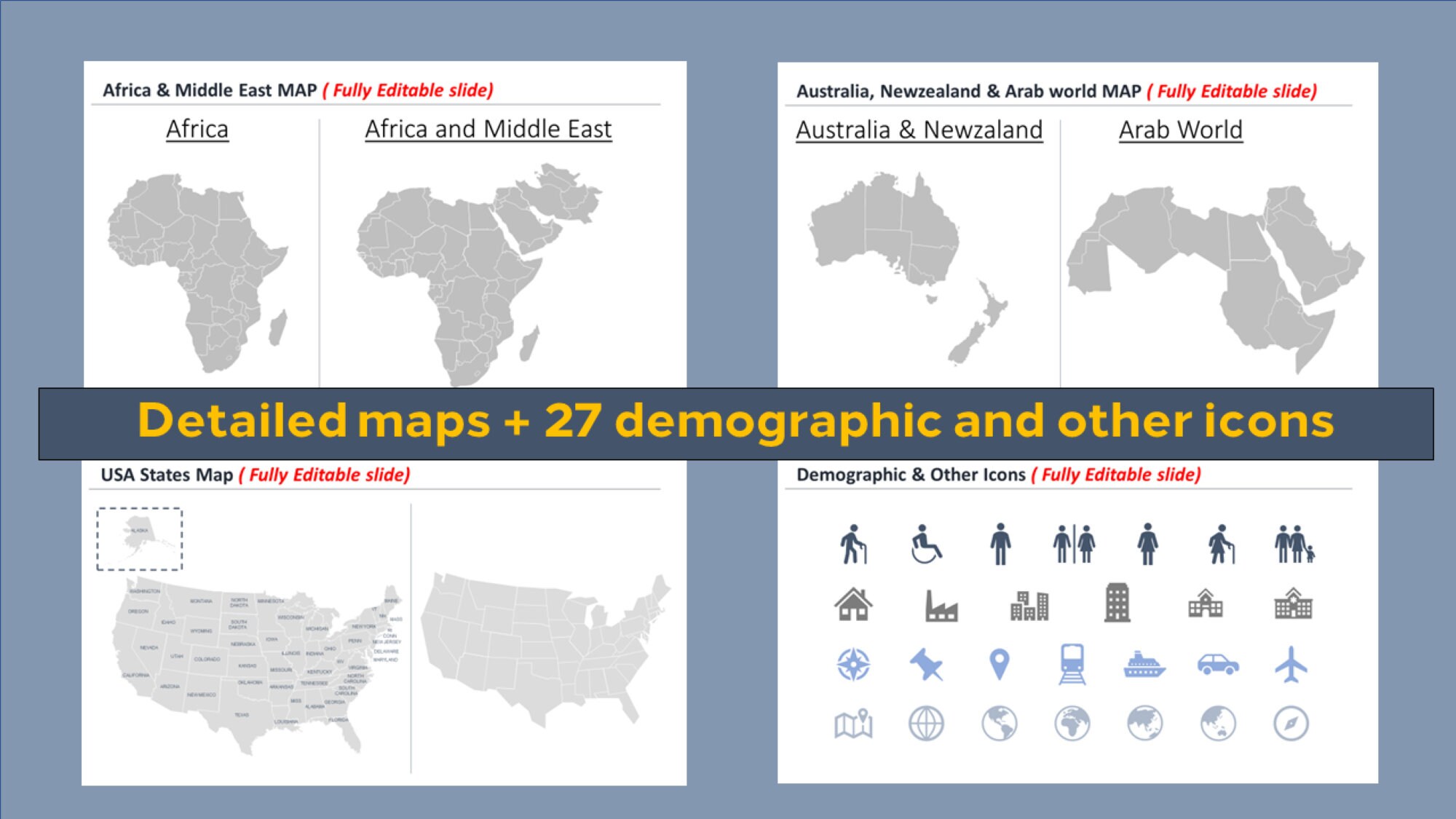 World Map, Globe Map , Countries Maps, Countries Flags Slide , Icons ...
