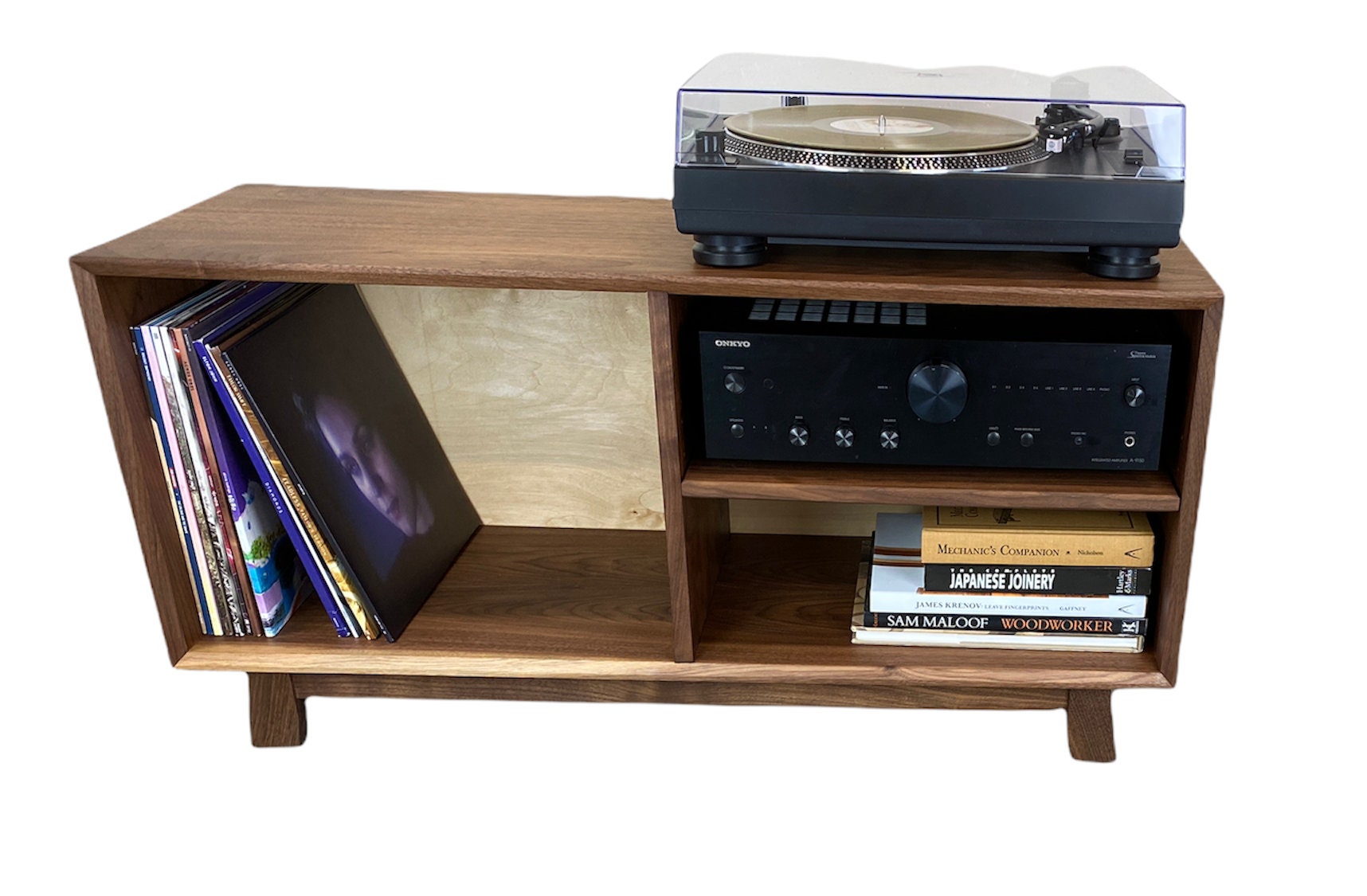 Walnut Record Player Stand and Record Storage - Etsy