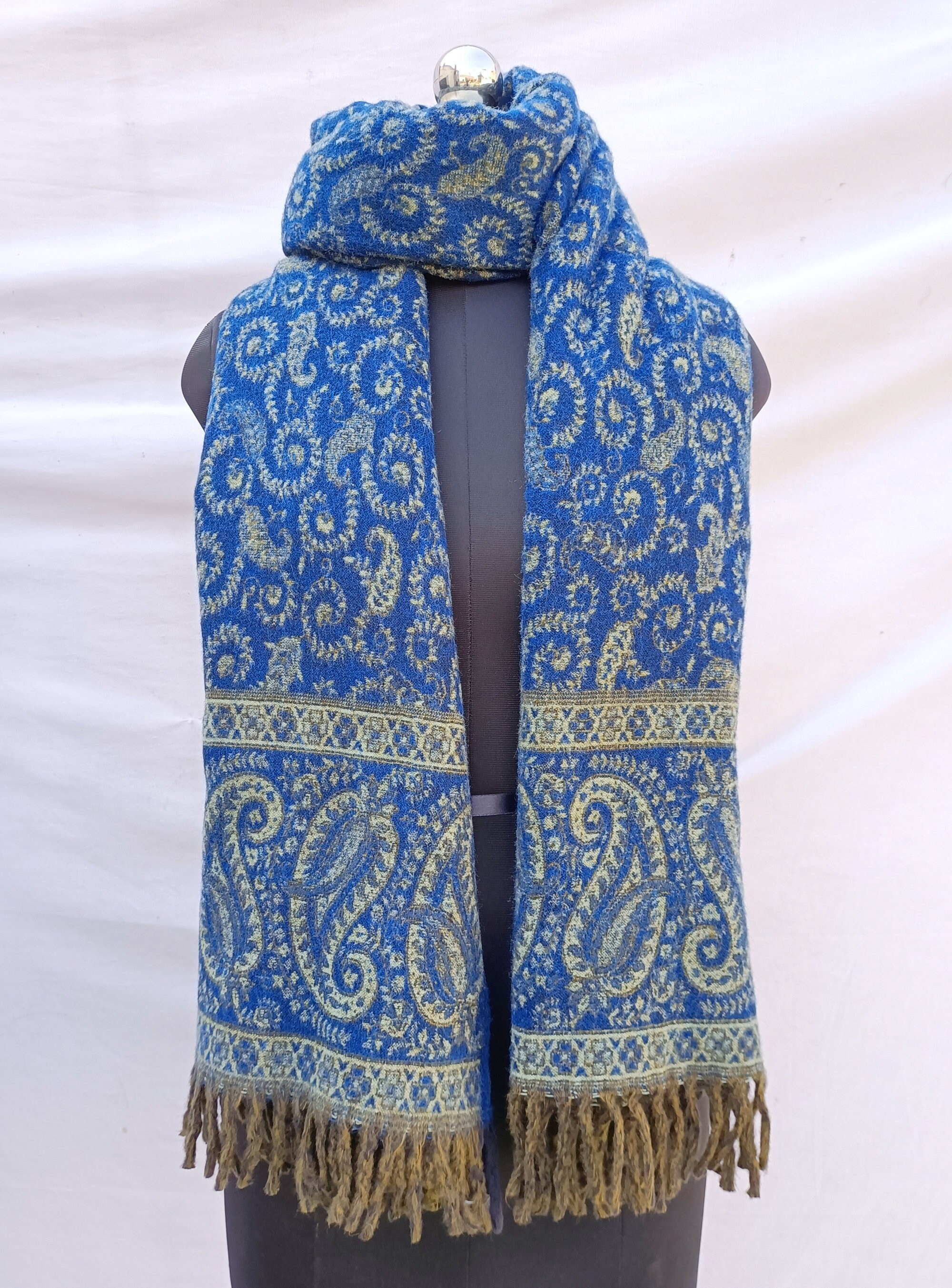 Tibetan Yak Wool Shawl, Floral Print, Reversible Shawl, Handmade Shawl ...