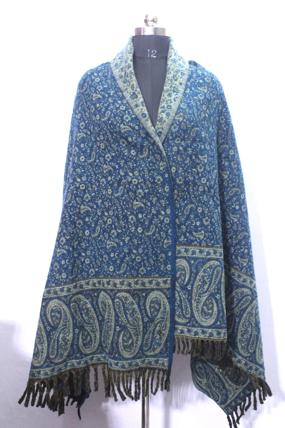 Reversible Shawl, Floral Print, Yak Wool Shawl, Handmade Tibetan Shawl ...