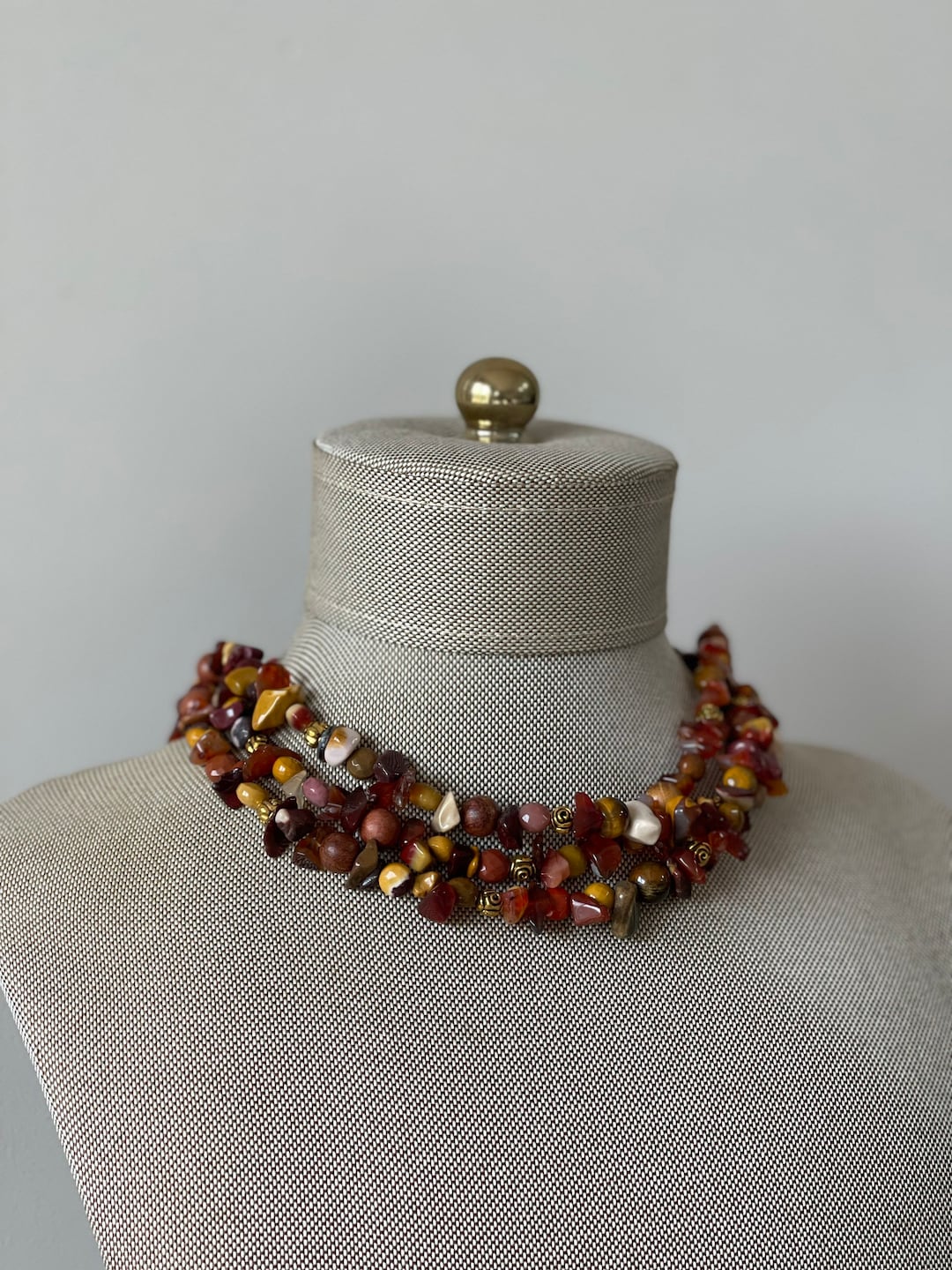 Chipstone Toggle Clasp Red Orange Mustard Yellow and Brown Long ...