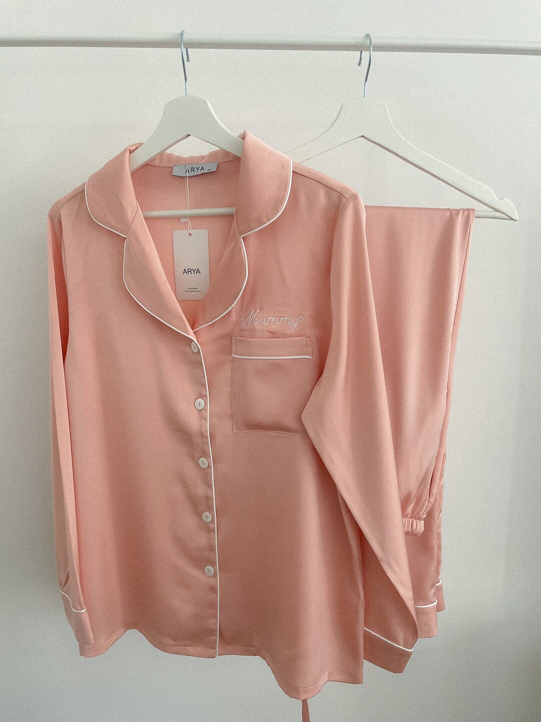 Personalised Luxury Silky Satin Pink Pyjamas Mother's Day Bridesmaid ...