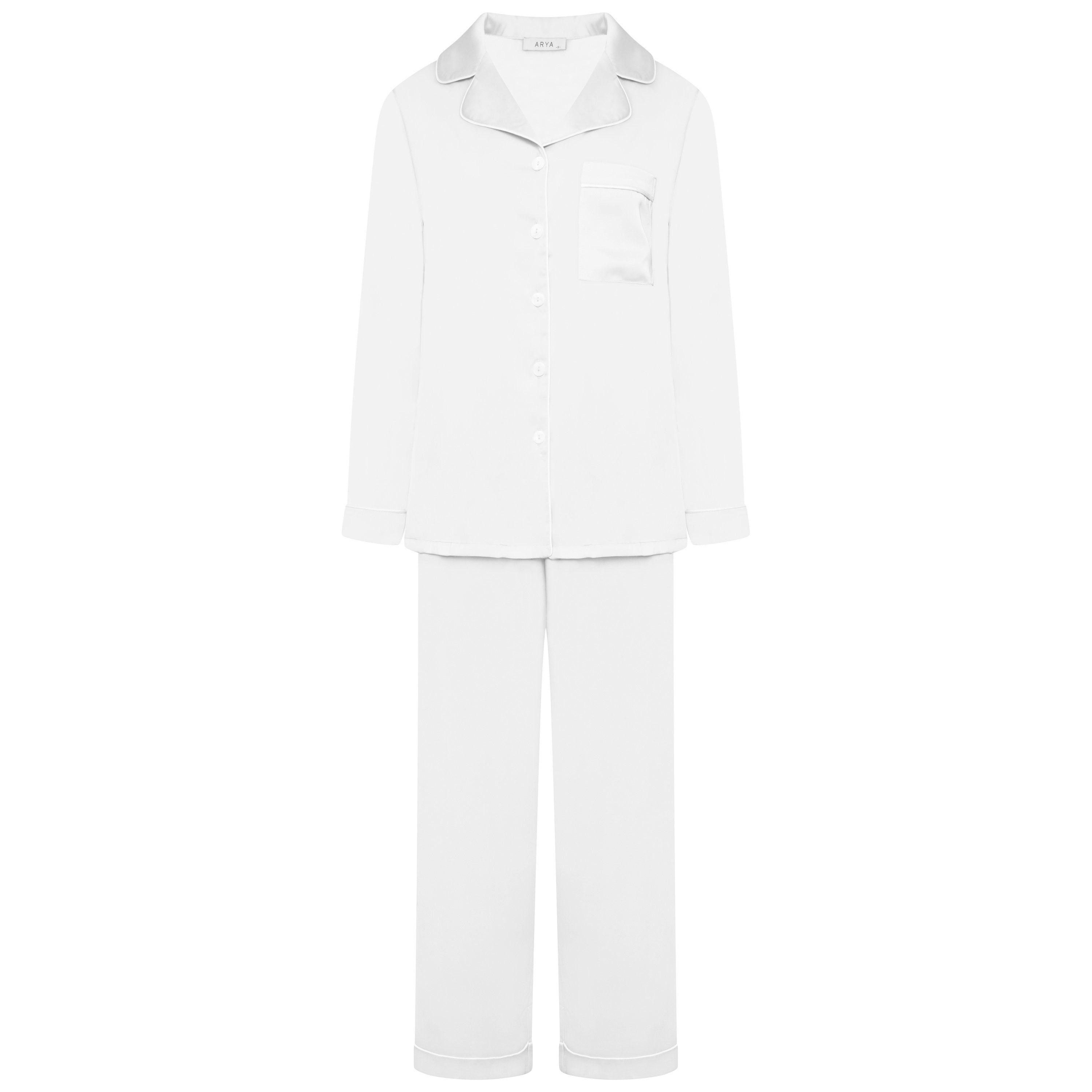 Personalised White Luxury Silky Satin Wedding Morning Pyjamas ...