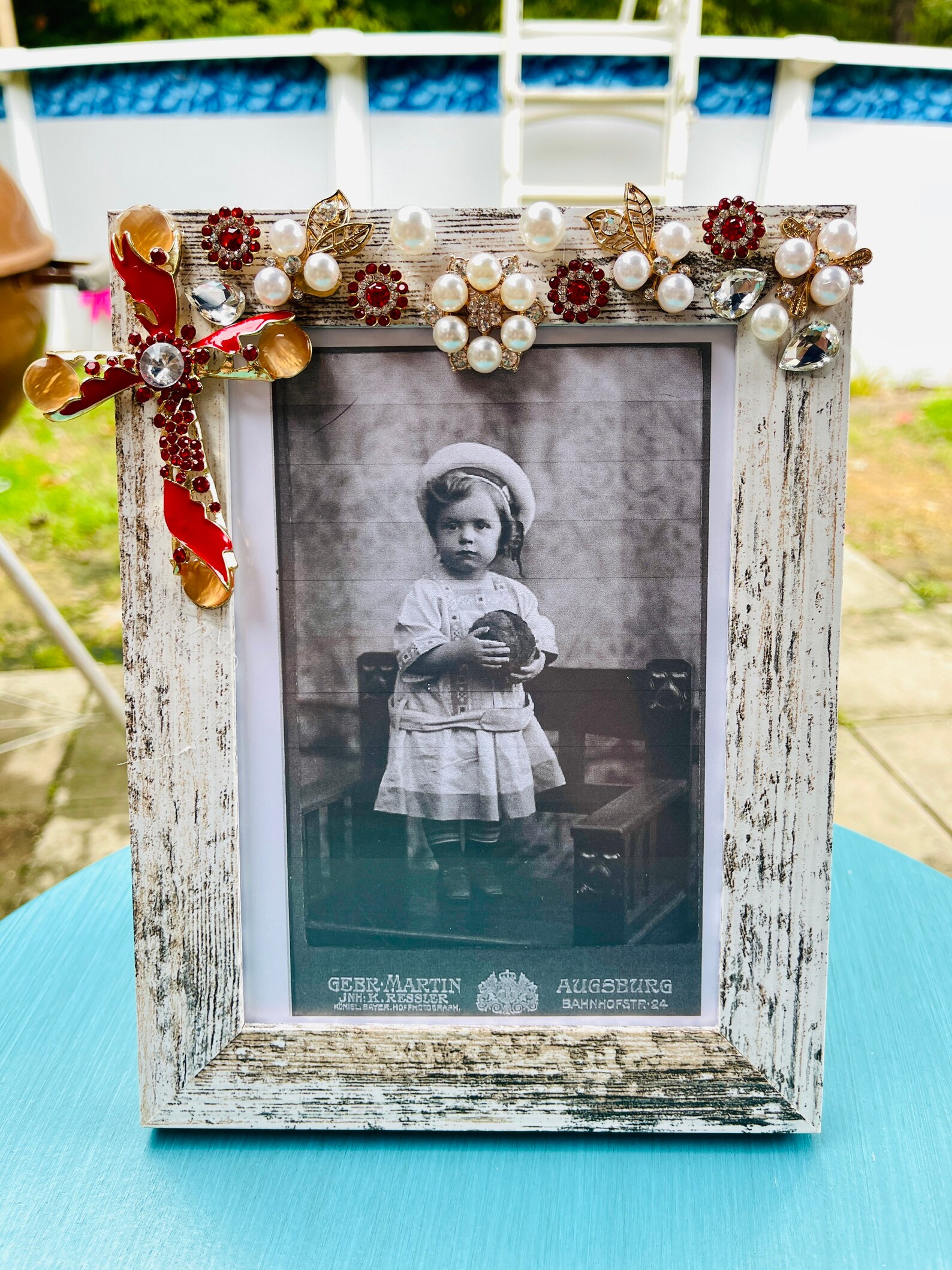 Cross Picture Frame 5x7 Cross Photo Religious Pastor Rhinestone Pearl ...