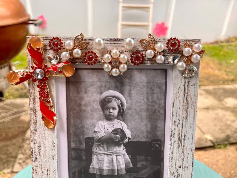 Cross Picture Frame 5x7 Cross Photo Religious Pastor Rhinestone Pearl ...