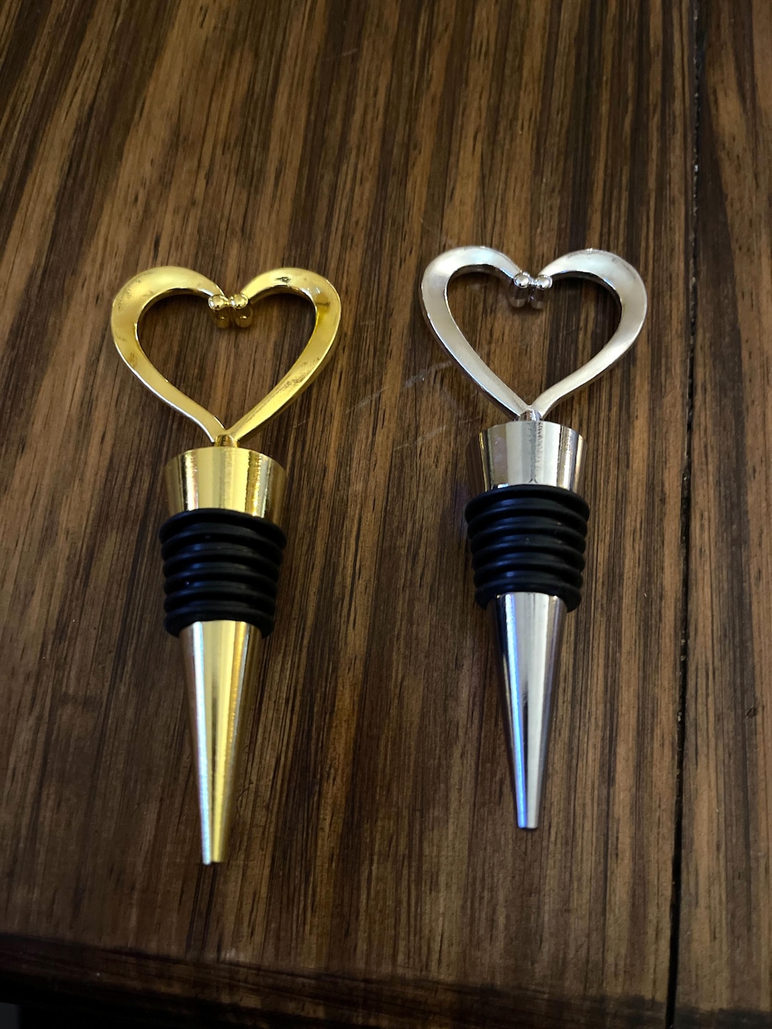 2 Wine Bottle Stoppers Corks Hearts Valentines Love Liquor Toppers ...