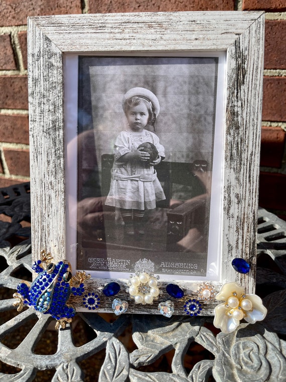 Frog Picture Frame 5x7 Frog Photo Rhinestone Pearl Brooches - Etsy