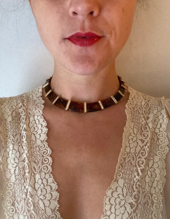 Statement necklace tortoise shell - Gem