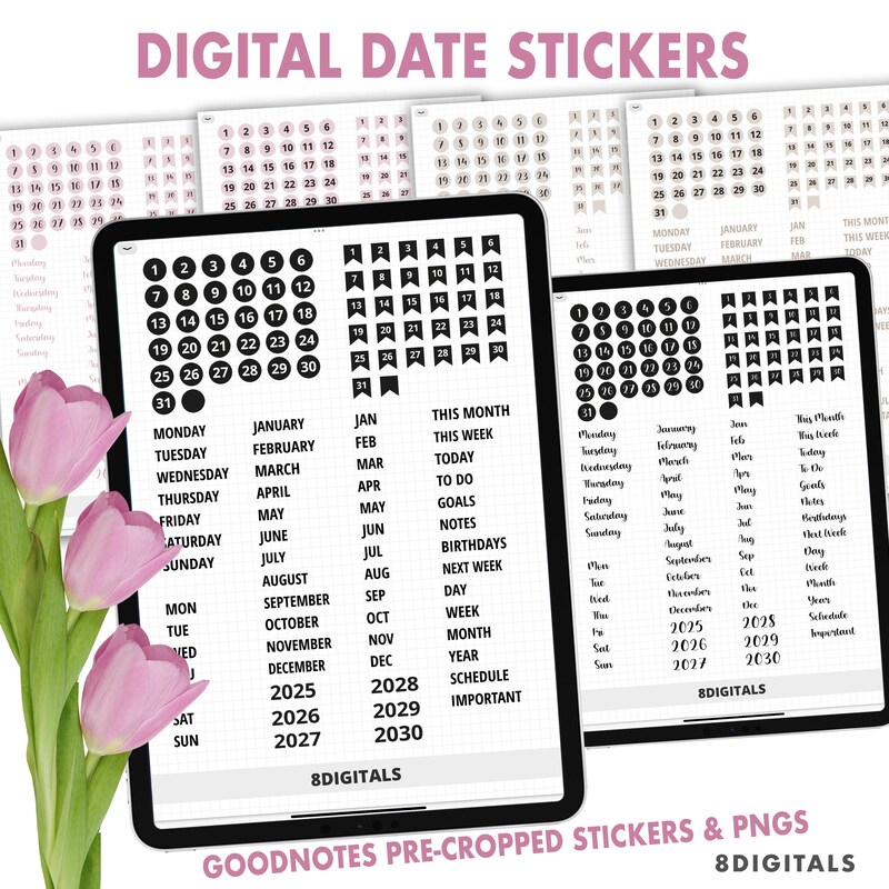 Dates and Month Stickers - Etsy
