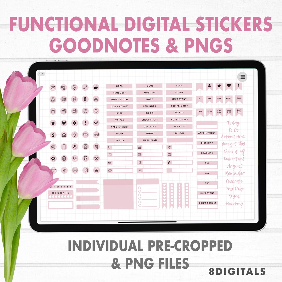 Goodnotes Stickers Simple, Digital Stickers Pink, Goodnotes Stickers ...