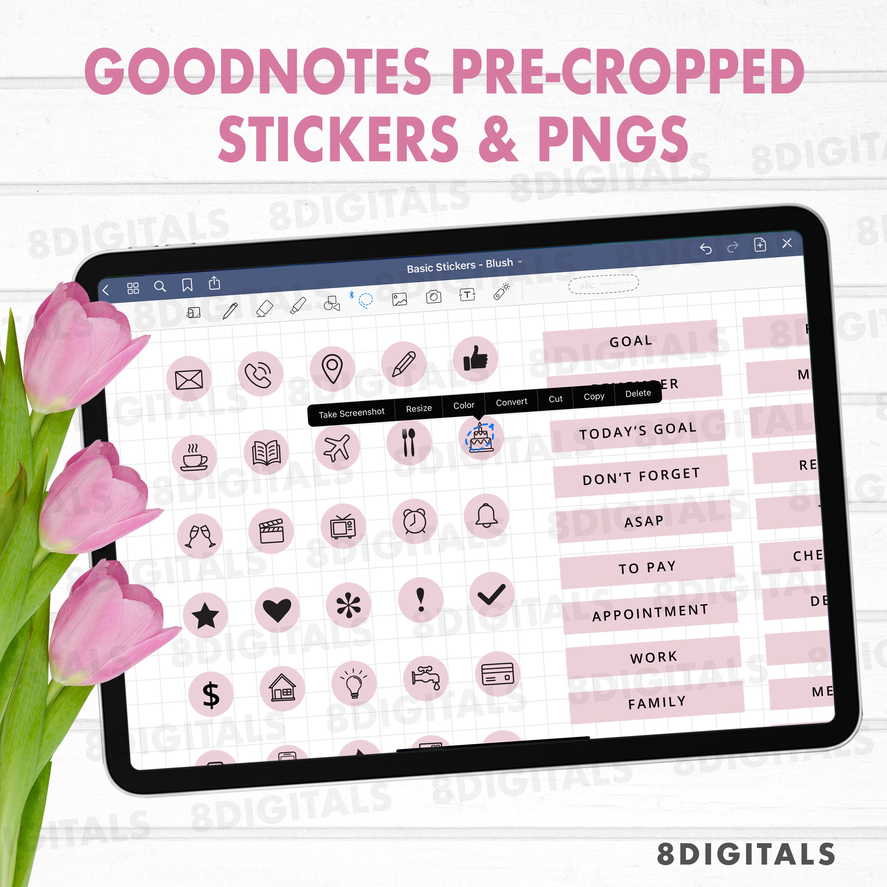 Goodnotes Stickers Simple, Digital Stickers Pink, Goodnotes Stickers ...