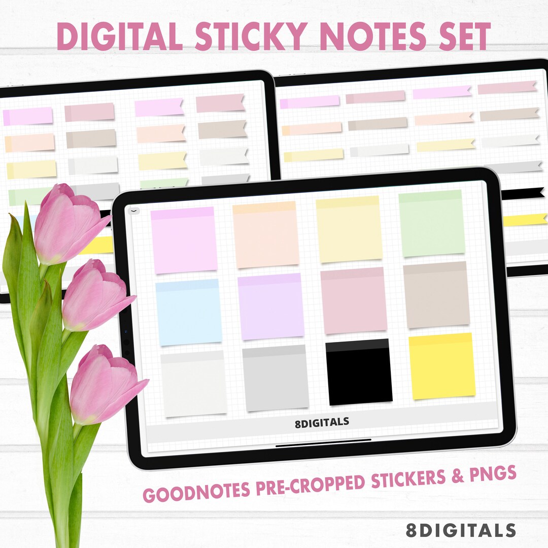 Pastel Digital Stickers for Notes, Sticky Notes for Digital Planner ...