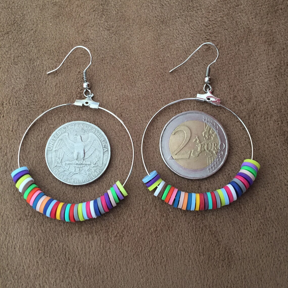 Colorful Earrings Multi Color Earrings Hoop Earrings Round | Etsy