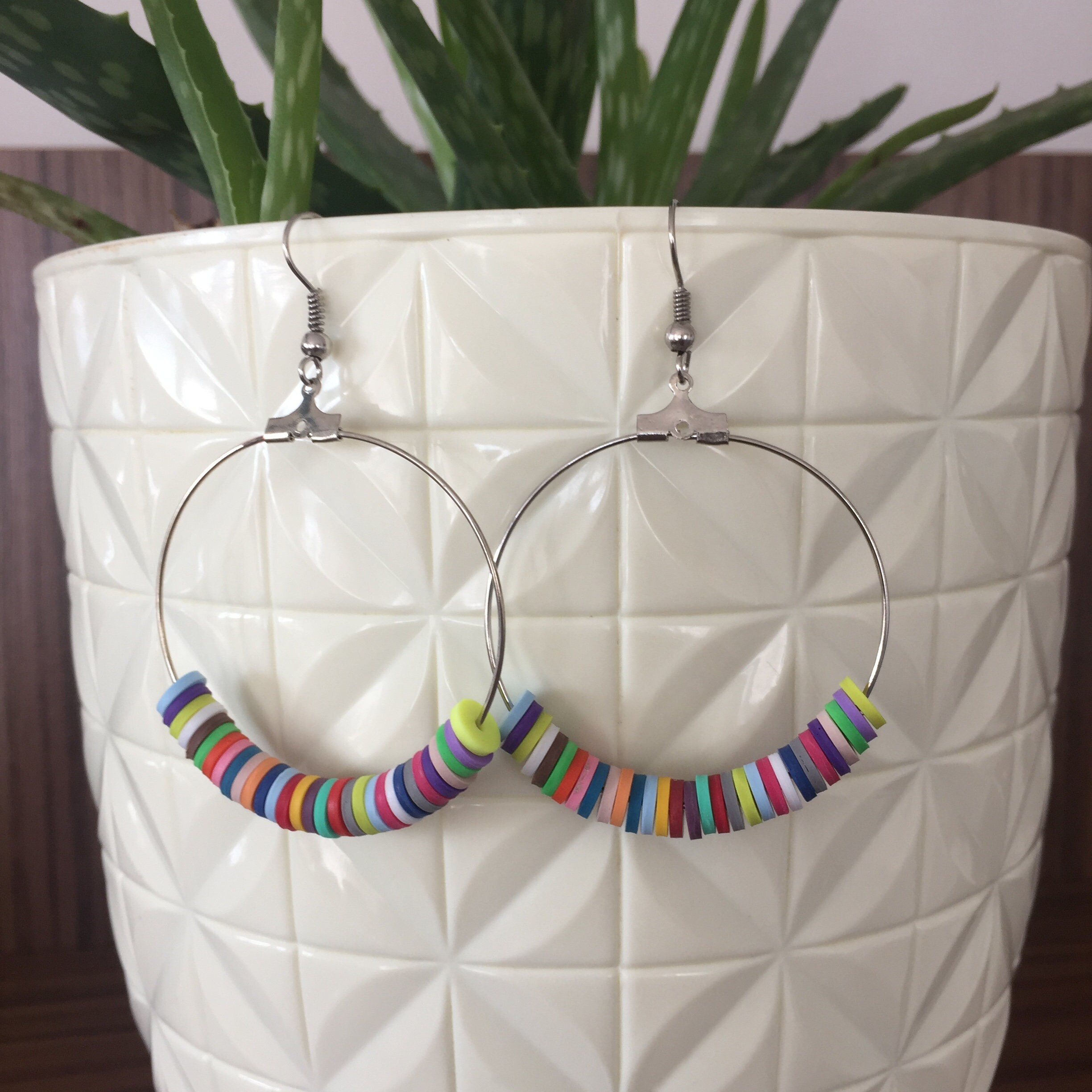 Colorful Earrings Multi Color Earrings Hoop Earrings Round | Etsy